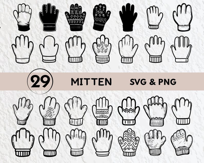 Mitten SVG Bundle: Winter Clipart, Vector Cut Files (PNG, SVG) - Etsy