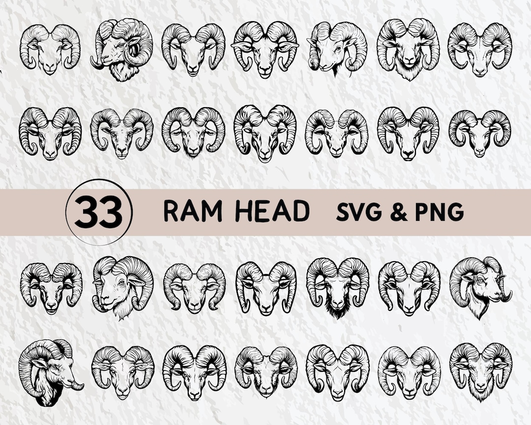 Ram Head SVG Bundle: Silhouette Clipart, Logo Icon Decal (digital ...