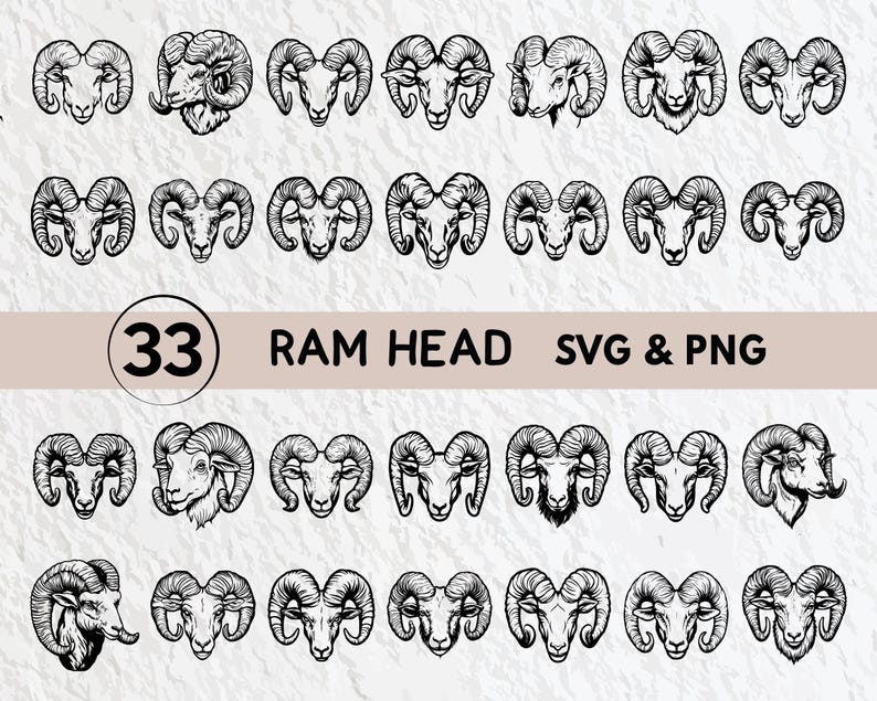 Ram Head SVG Bundle: Silhouette Clipart, Logo Icon Decal (digital ...