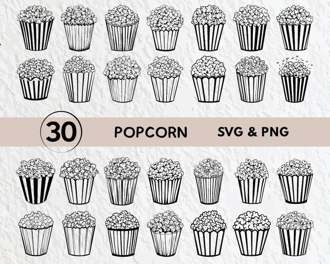 Popcorn Svg Bundle, Popcorn Silhouette, Popcorn Clipart Png, Popcorn ...
