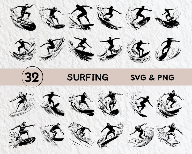 Surfing Silhouette Svg, Surfing Svg Bundle, Surfing Clipart, Surfing ...