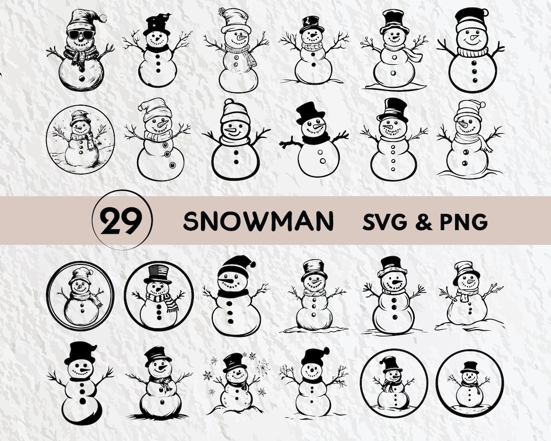 Snowman SVG Bundle: Winter Clipart, Cut Files (PNG, Vector) - Etsy