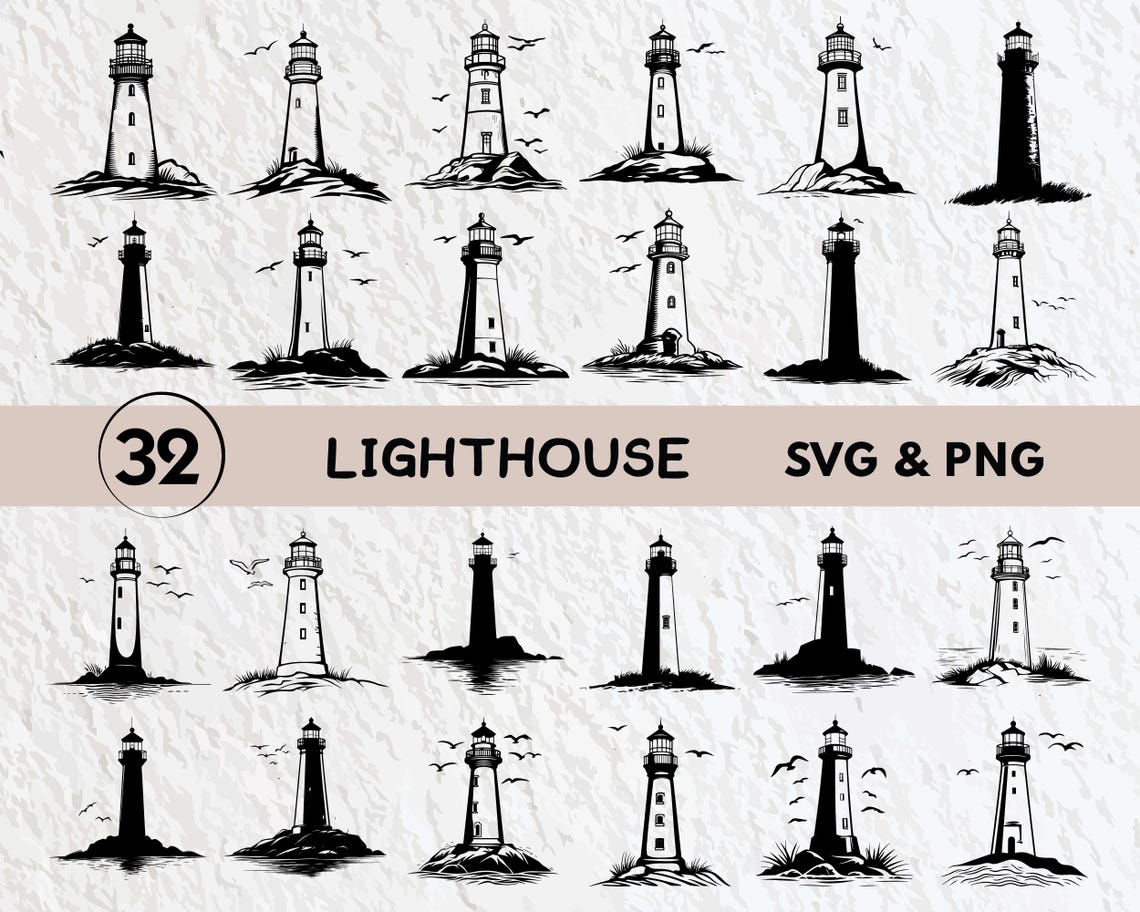 Lighthouse Svg Bundle, Lighthouse Silhouette, Lighthouse Clipart Png ...