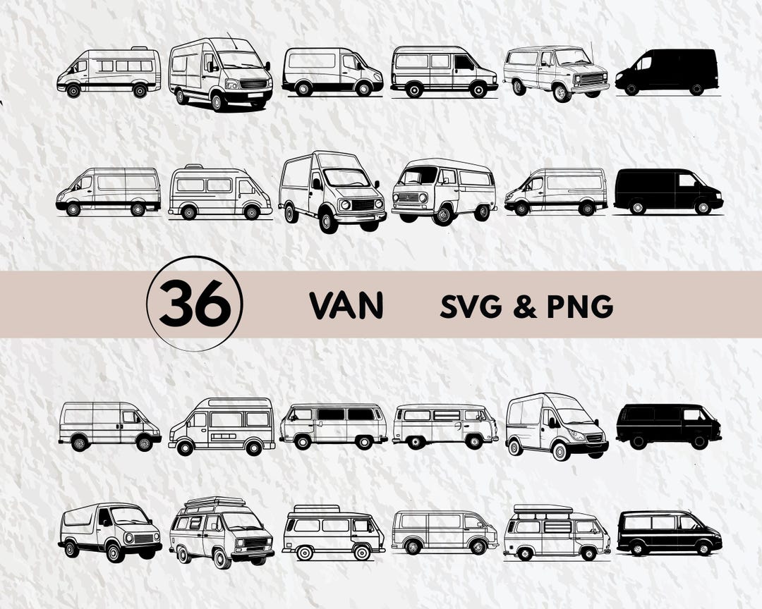 Van SVG Bundle: Silhouette Clipart, Cricut Cut Files (digital Download ...