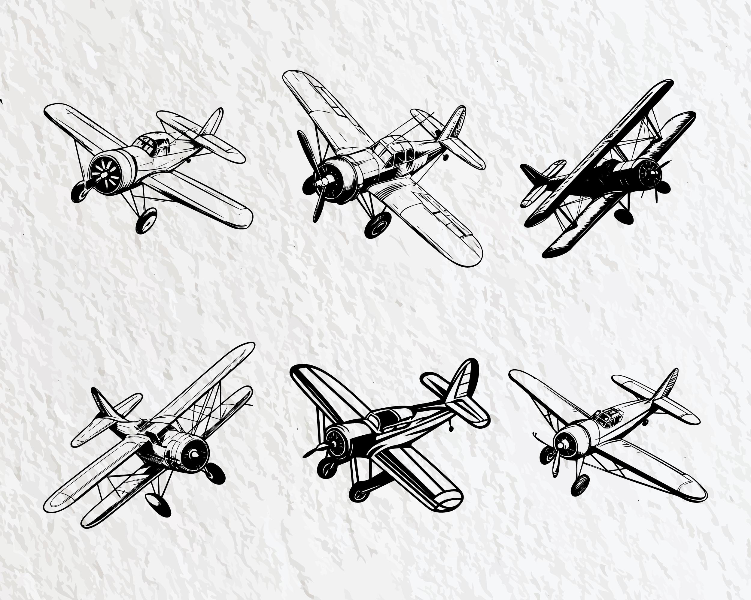 Biplane Svg Bundle, Biplane Silhouette, Biplane Clipart Png, Biplane ...