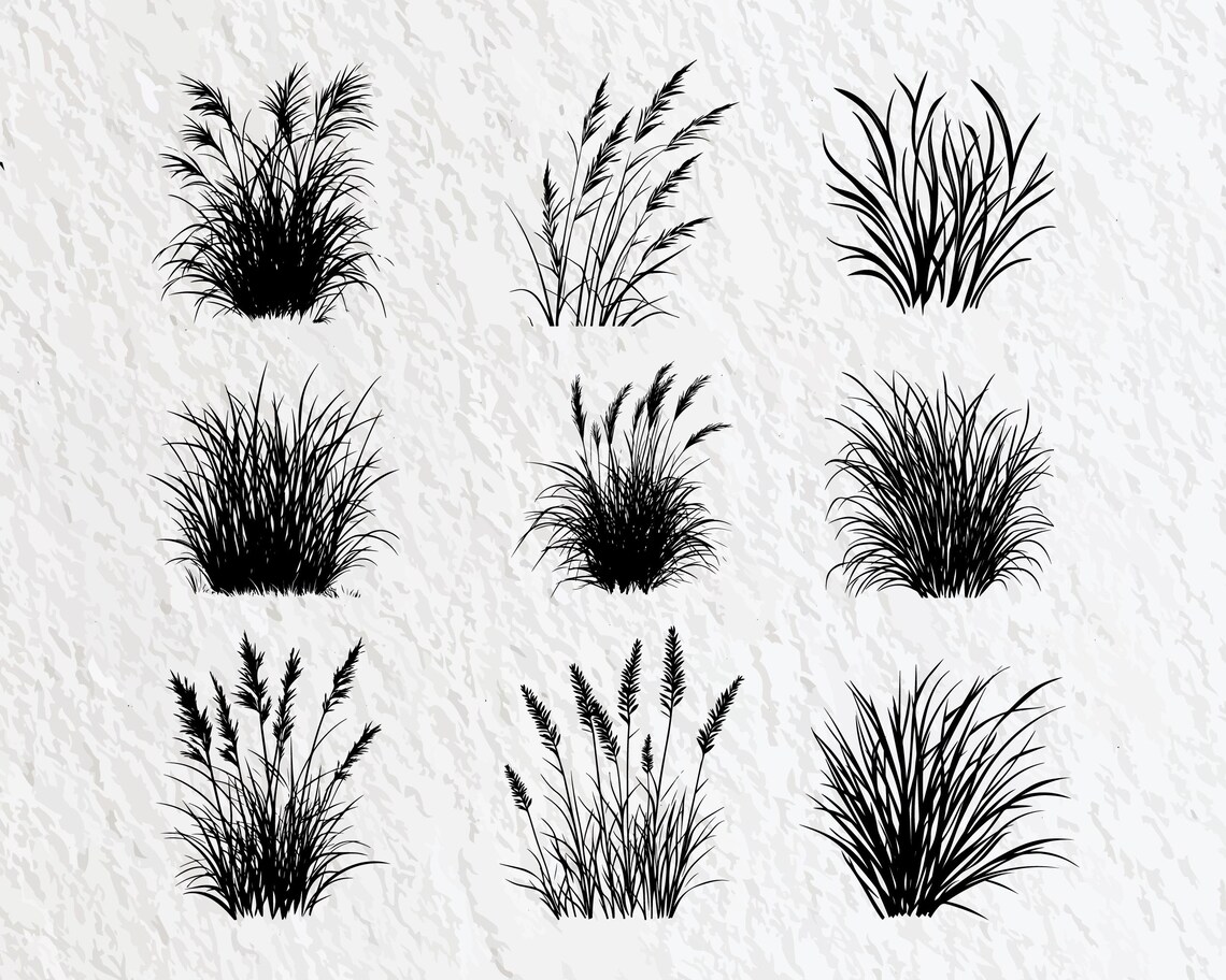 Grass Svg Bundle, Grass Silhouette, Grass Clipart, Grass Outline, Grass ...