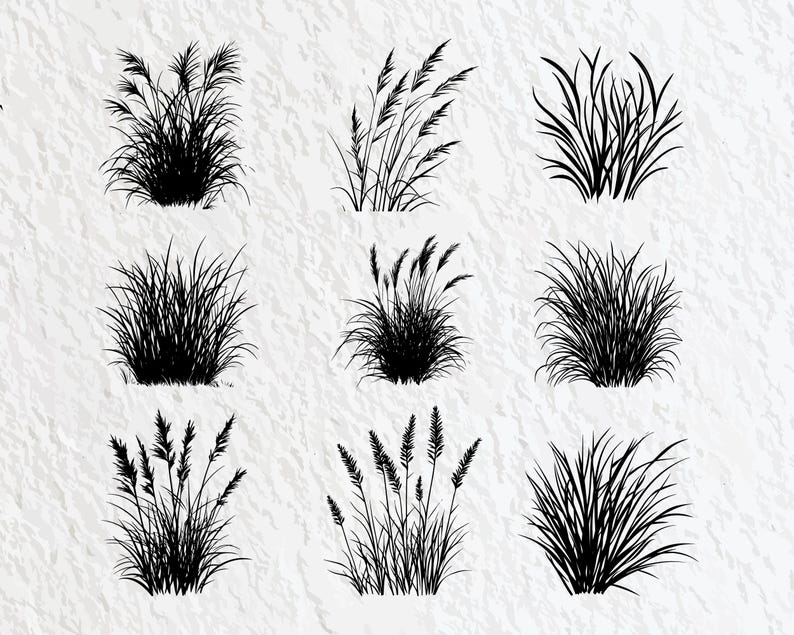 Grass Svg Bundle, Grass Silhouette, Grass Clipart, Grass Outline, Grass ...