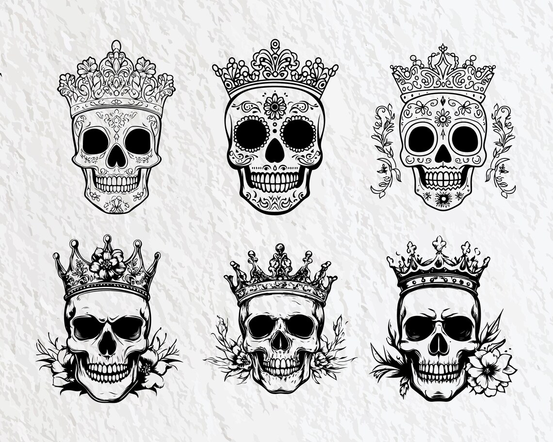 Skull Wearing Crown SVG Bundle: Vector Clipart, Logo Icon (PNG, SVG) - Etsy