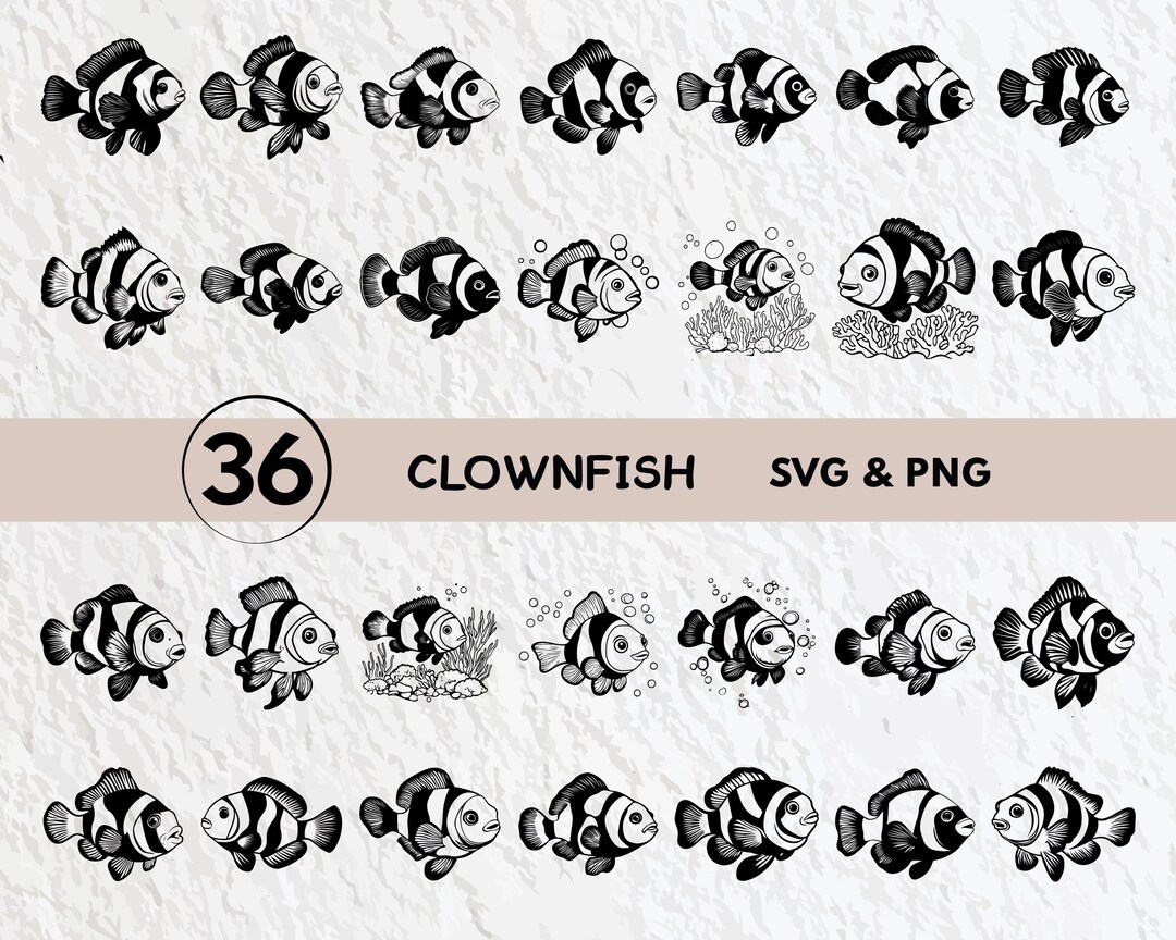 Clownfish Svg Bundle, Clownfish Silhouette, Clownfish Clipart Png ...