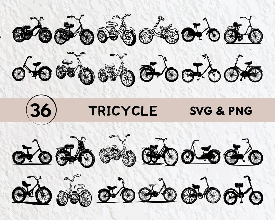 Tricycle Svg Bundle, Tricycle Silhouette, Tricycle Clipart Png ...