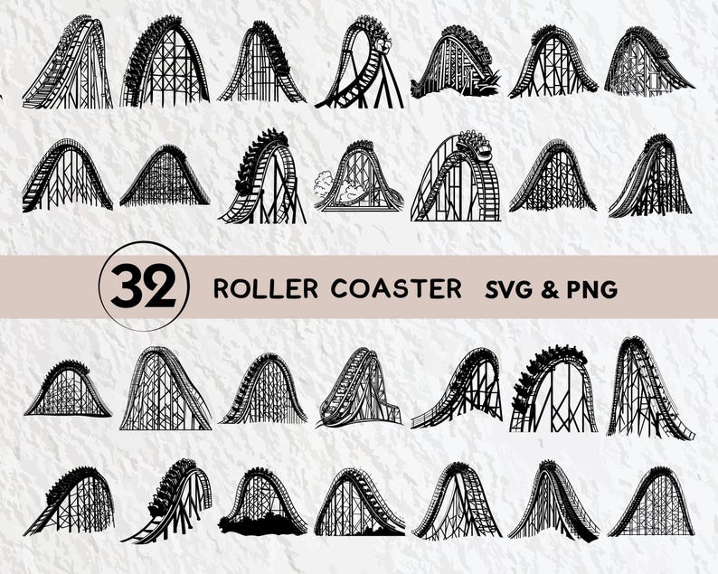 Roller Coaster SVG Bundle: Silhouette Clipart, Logo Icon (digital ...