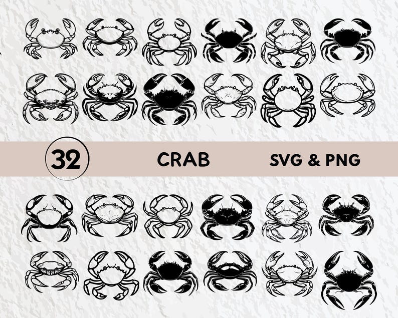 Crab Svg Bundle, Crab Silhouette, Crab Clipart Png, Crab Outline Svg ...