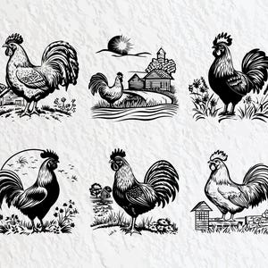 Farm Rooster SVG Bundle: Silhouette Clipart, Cricut Cut Files - Etsy