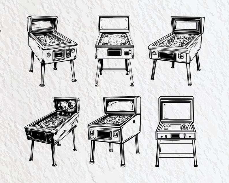 Pinball Machine SVG Bundle: Silhouette Clipart, Logo Icon (digital ...
