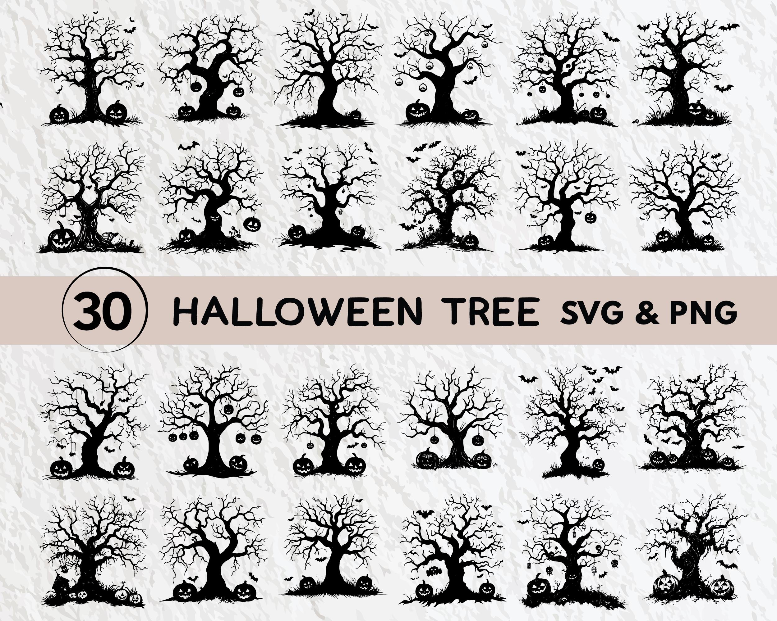 Halloween Tree Svg Bundle, Halloween Tree Silhouette, Halloween Tree ...