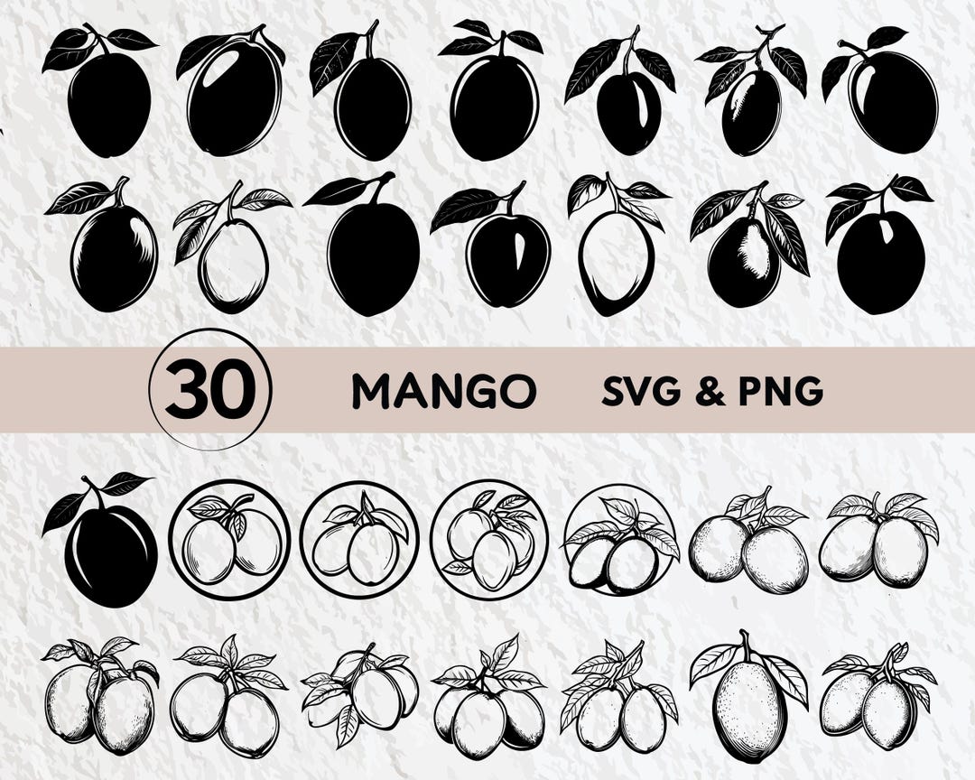 Mango Svg Bundle, Mango Silhouette, Mango Clipart Png, Mango Outline ...
