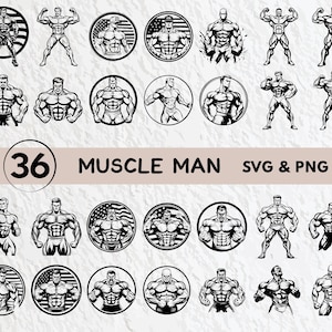 Muscle Man SVG Bundle: Silhouette Clipart, Vector Cut Files - Etsy