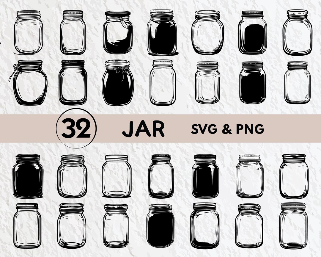 Jar Svg Bundle, Jar Silhouette, Jar Clipart Png, Jar Outline, Jar ...