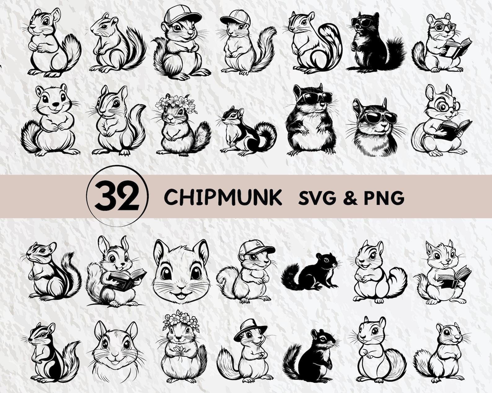 Chipmunk Silhouette Bundle: SVG, PNG Cricut Files (digital Download) - Etsy