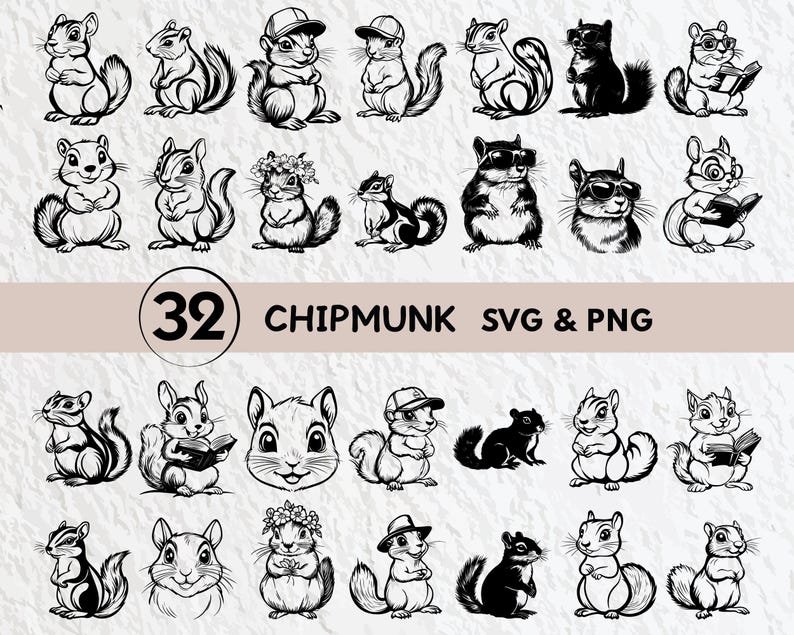 Chipmunk Silhouette Bundle: SVG, PNG Cricut Files (digital Download) - Etsy