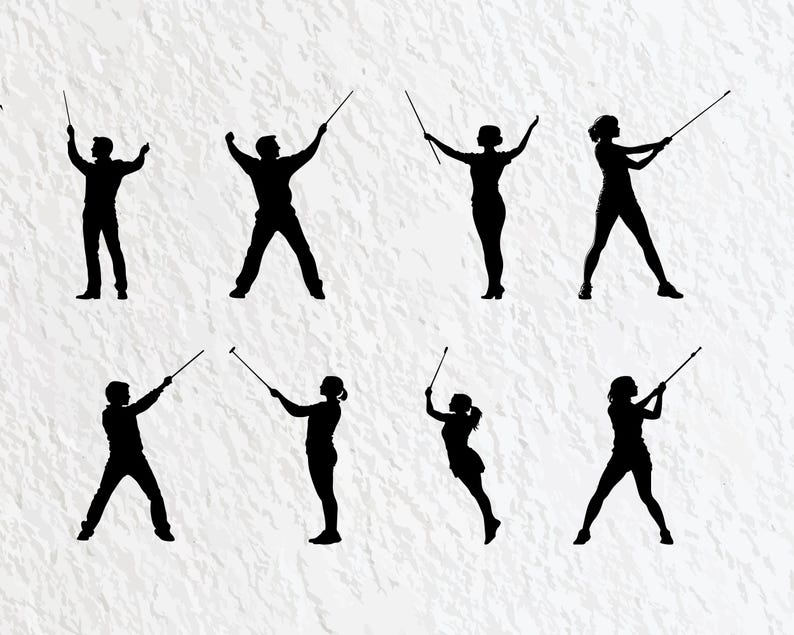 Baton Twirling Silhouette SVG Bundle: Vector Clipart (PNG, Cricut) - Etsy