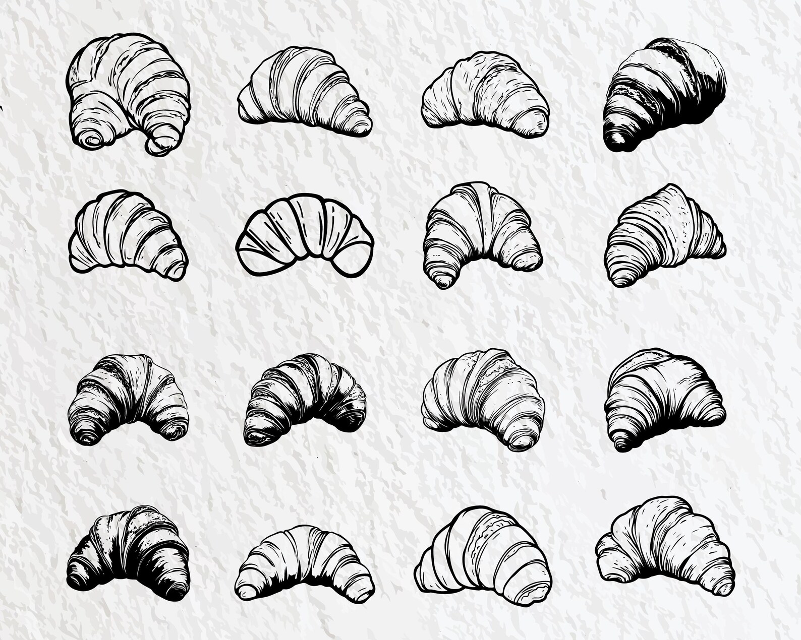 Croissant Svg Bundle, Croissant Silhouette, Croissant Clipart Png ...