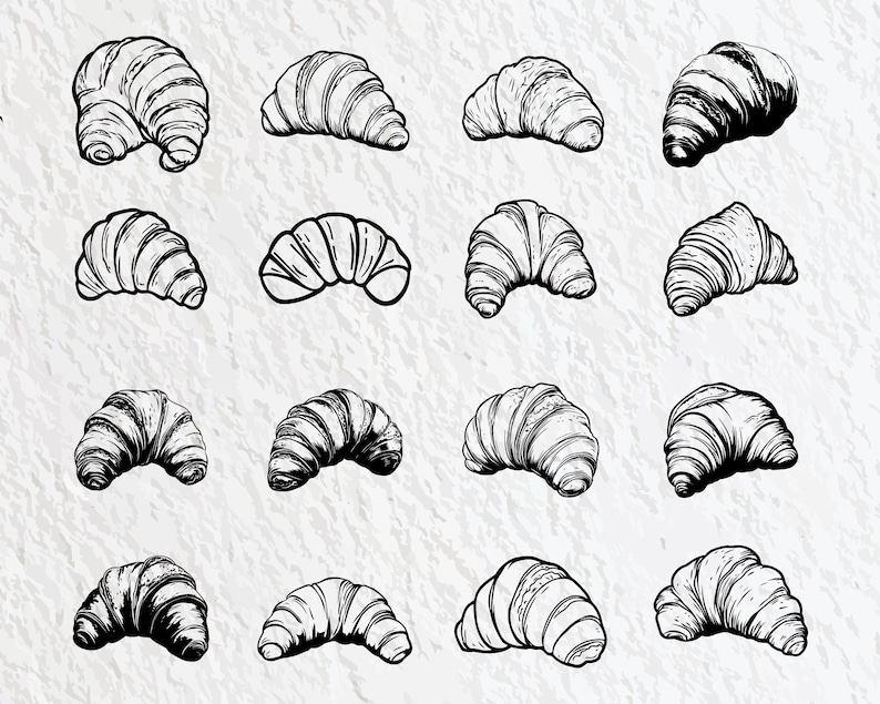 Croissant Svg Bundle, Croissant Silhouette, Croissant Clipart Png ...