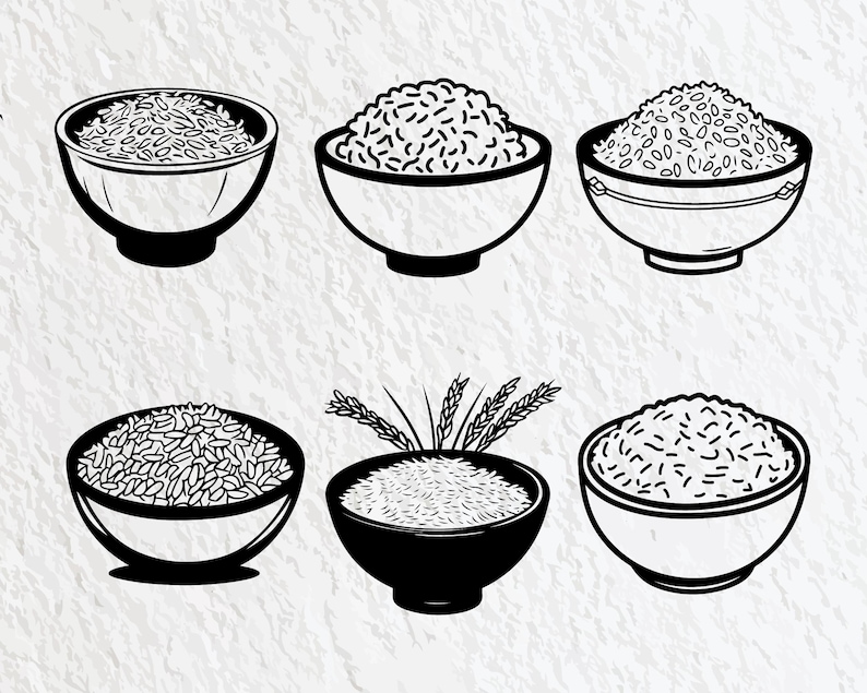 Bowl of Rice SVG Bundle: Clipart, Silhouette, Vector (digital Download ...