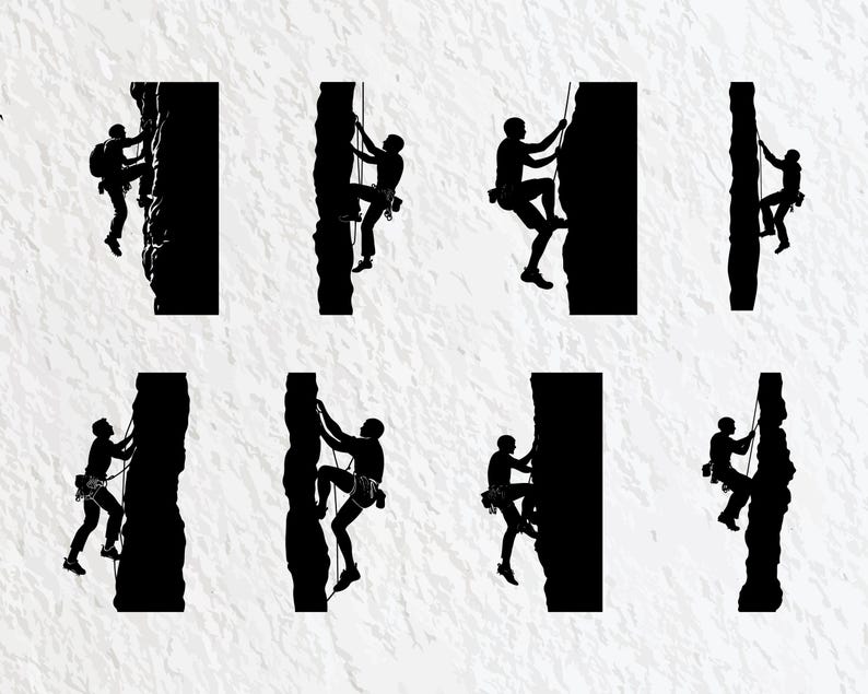 Climbing Silhouette SVG Bundle: Rock Climbing Clipart (digital Download ...