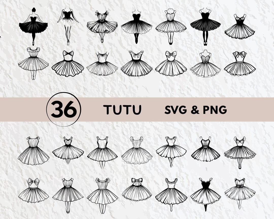 Tutu Svg Bundle, Tutu Silhouette, Tutu Clipart Png, Tutu Outline, Tutu ...
