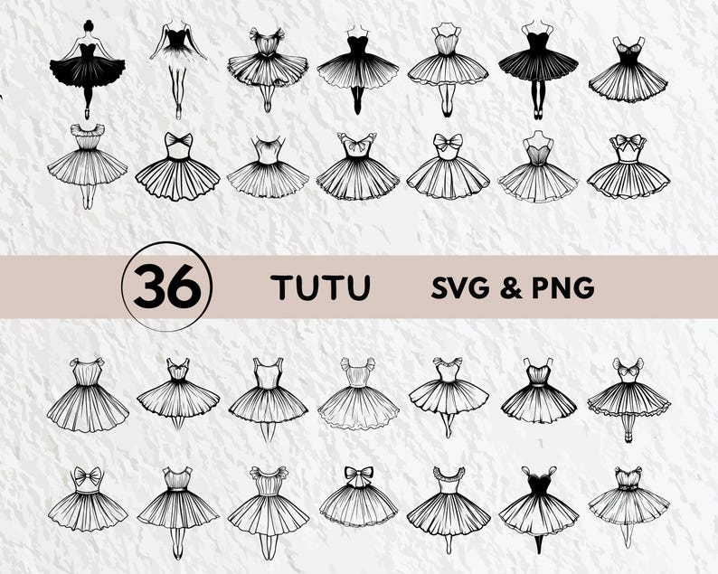 Tutu Svg Bundle, Tutu Silhouette, Tutu Clipart Png, Tutu Outline, Tutu ...