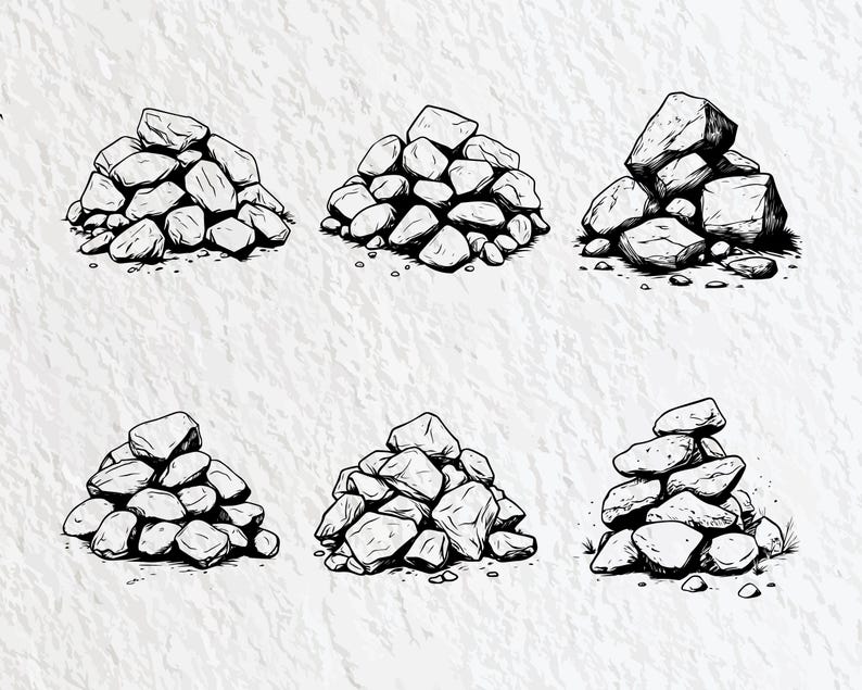 Pile of Rocks SVG Bundle: Silhouette Clipart, Vector Logo (digital ...