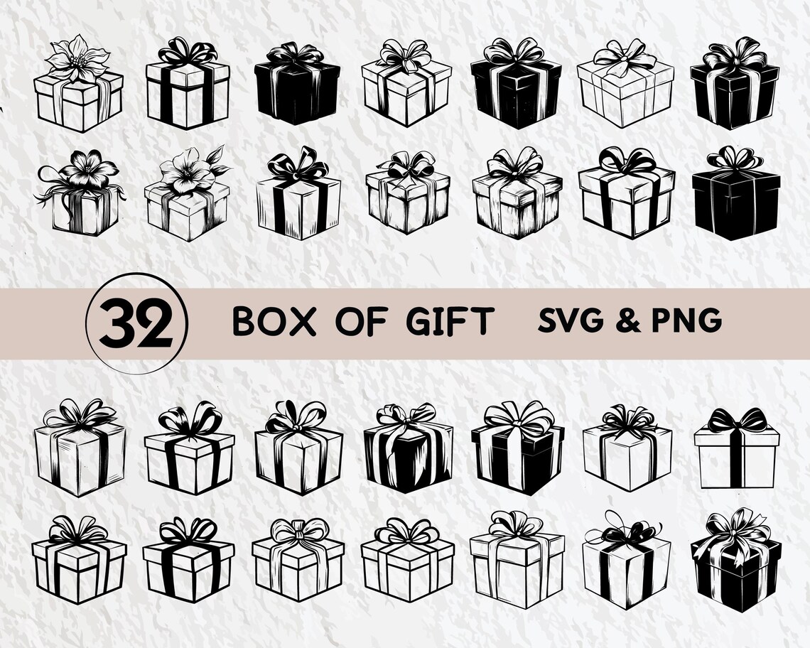 Gift Box Svg Bundle: Vector Logo Icon, Cricut Cut Files - Etsy