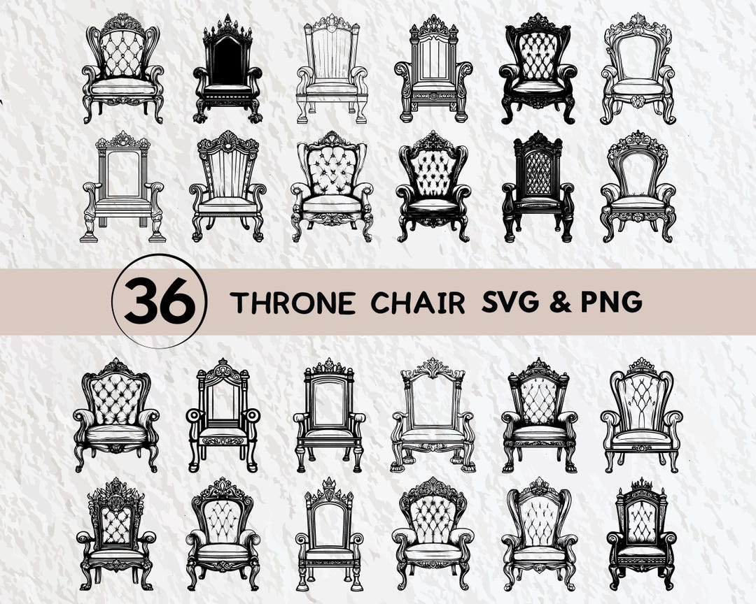 Throne Chair SVG Bundle: Royal Silhouette Clipart (PNG, Vector) - Etsy UK