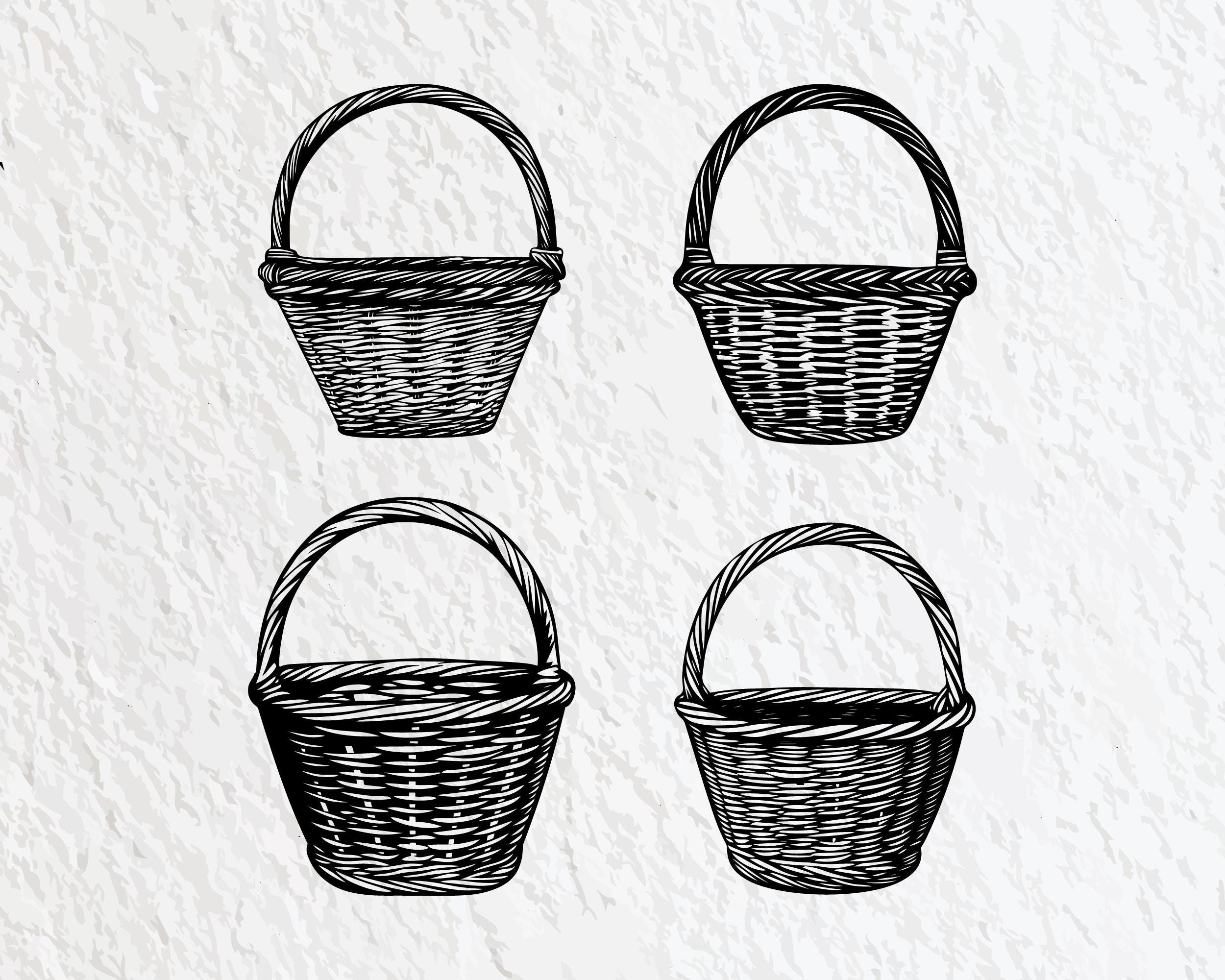 Wicker Basket Svg Bundle, Wicker Basket Silhouette, Wicker Basket ...