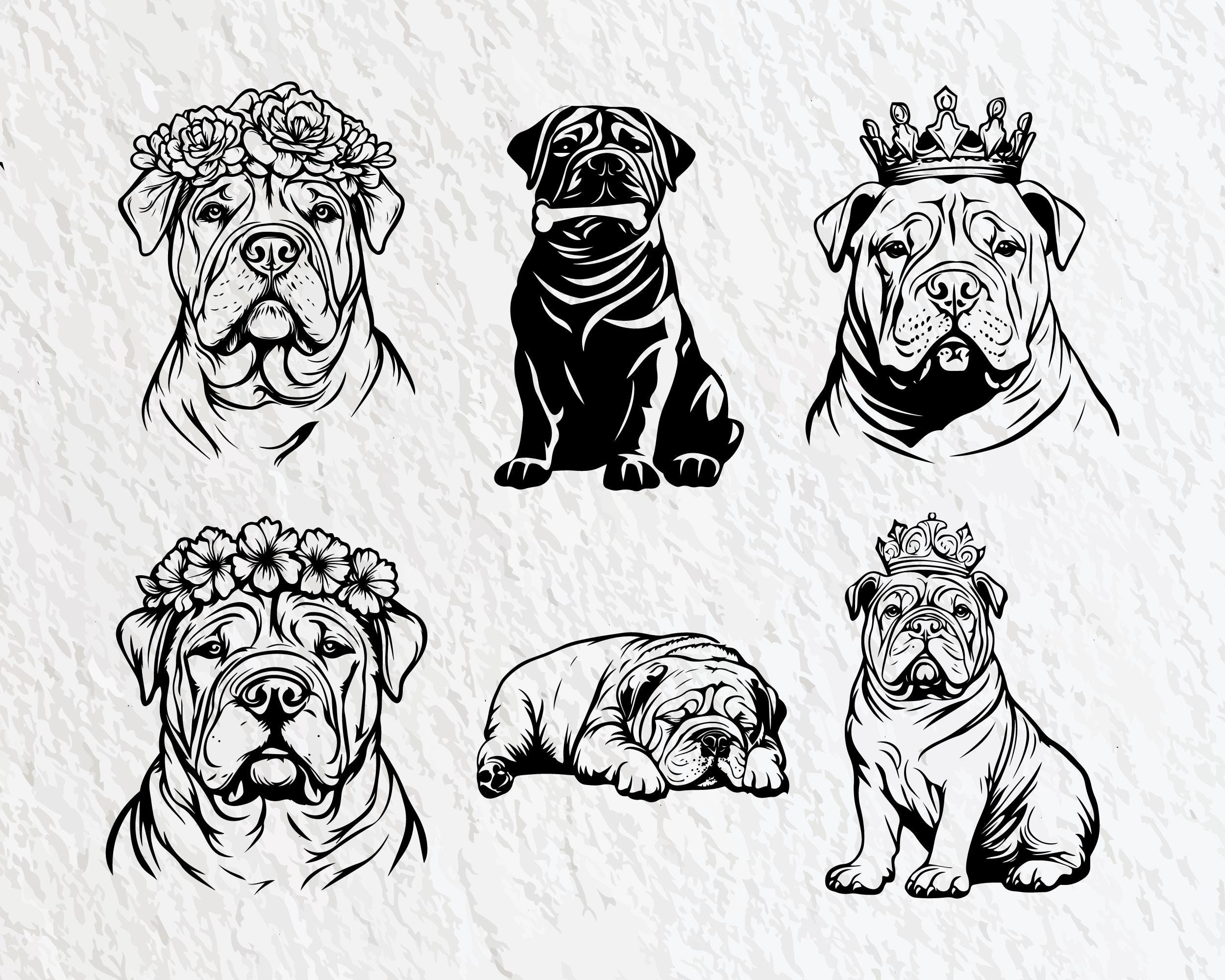 Shar Pei SVG Bundle: Dog Silhouette Clipart, Cricut Decal Files - Etsy