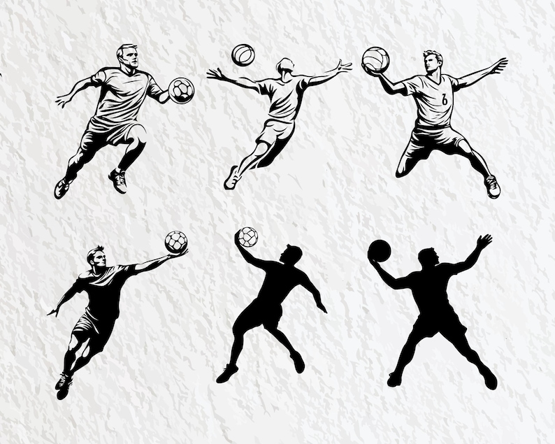 Handball Silhouette Vector Set: Clipart, Outline, Logo (SVG & PNG) - Etsy
