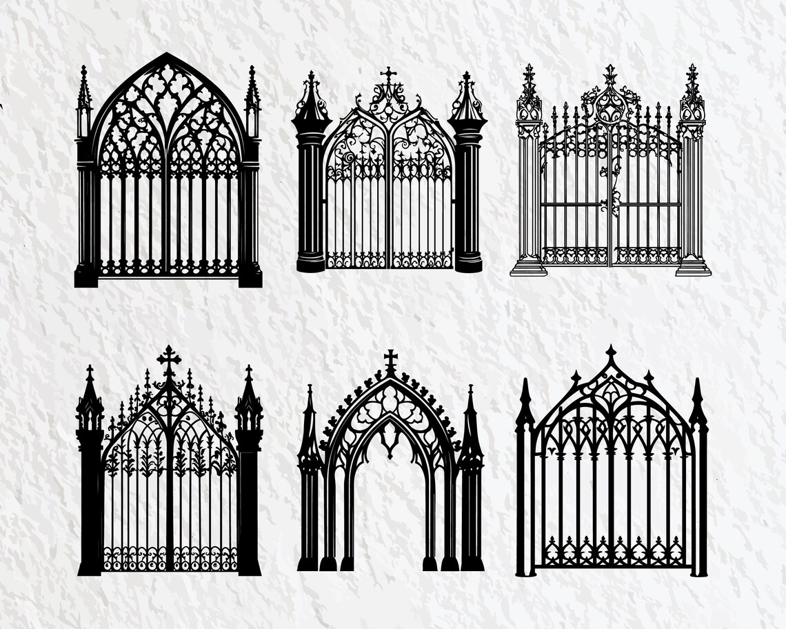 Gothic Gate Svg Bundle, Gothic Gate Silhouette, Gothic Gate Clipart Png ...