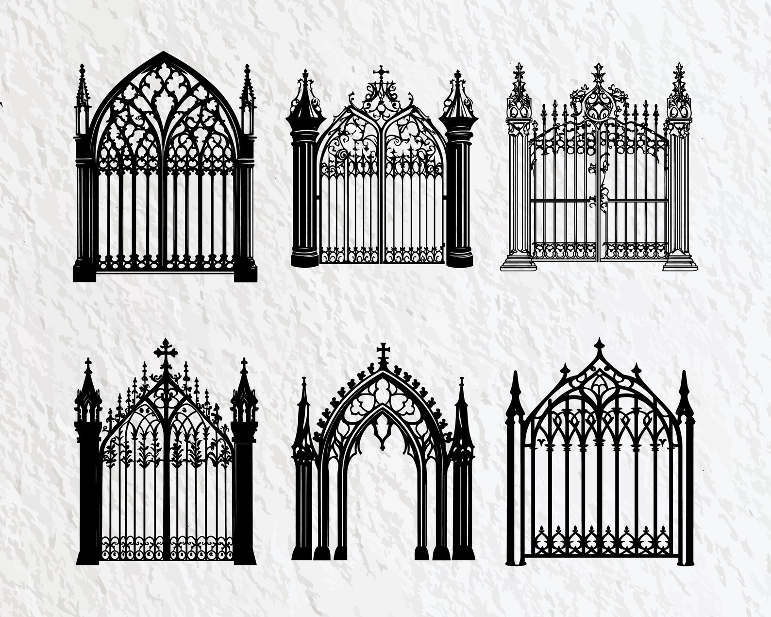 Gothic Gate Svg Bundle, Gothic Gate Silhouette, Gothic Gate Clipart Png ...