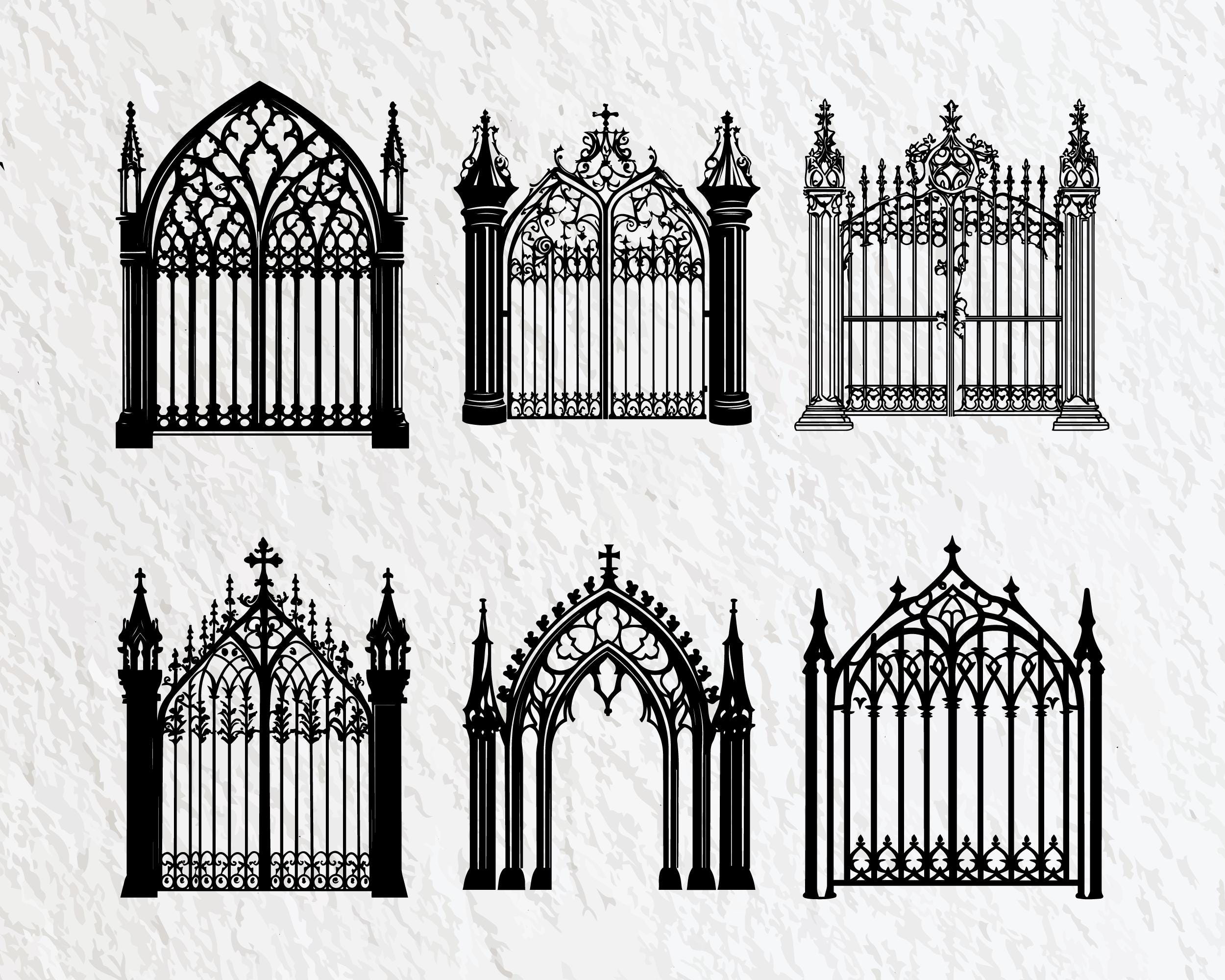 Gothic Gate Svg Bundle, Gothic Gate Silhouette, Gothic Gate Clipart Png ...