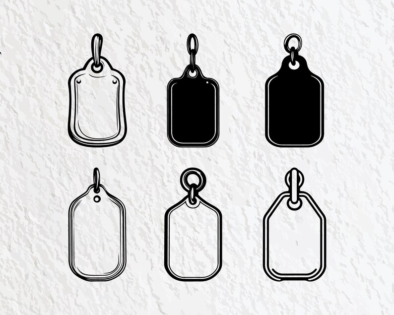 Dog Tag SVG Bundle: 36 Vector Outline Designs (SVG, PNG) - Etsy