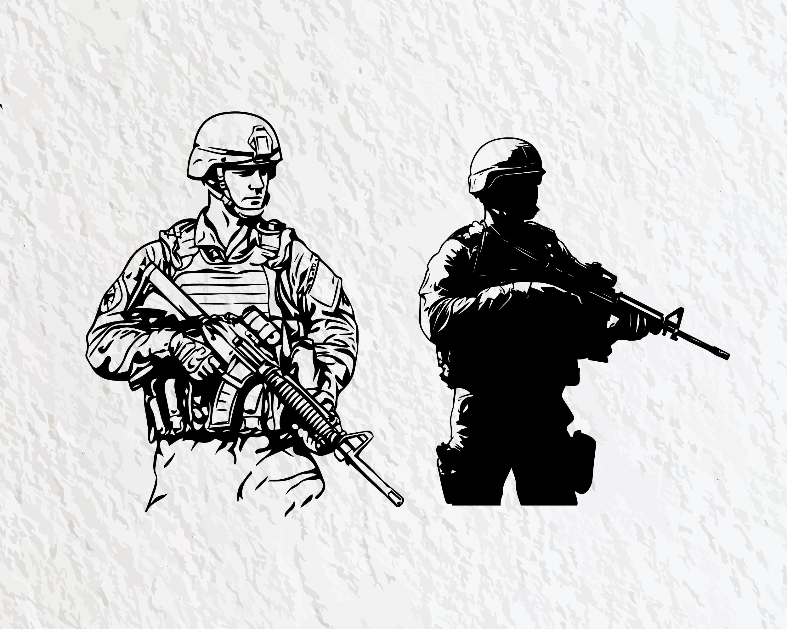 Army Svg Bundle, Army Silhouette, Army Clipart Png, Army Outline, Army ...