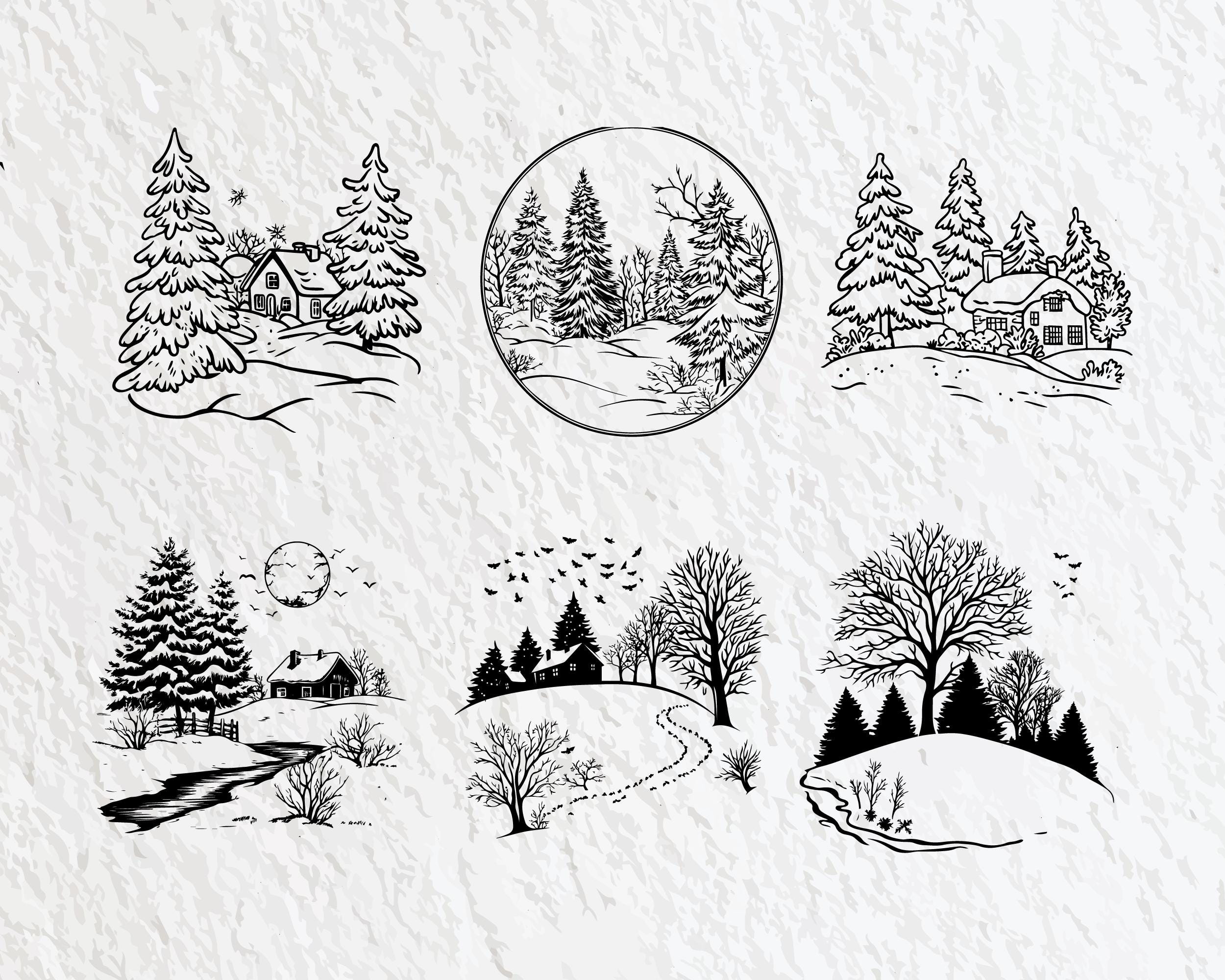 Winter Scene Svg Bundle, Winter Scene Silhouette, Winter Scene Clipart ...