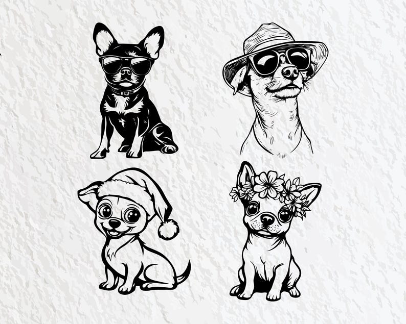 Chipin Dog SVG Bundle: Silhouette Clipart, Vector Cut Files - Etsy