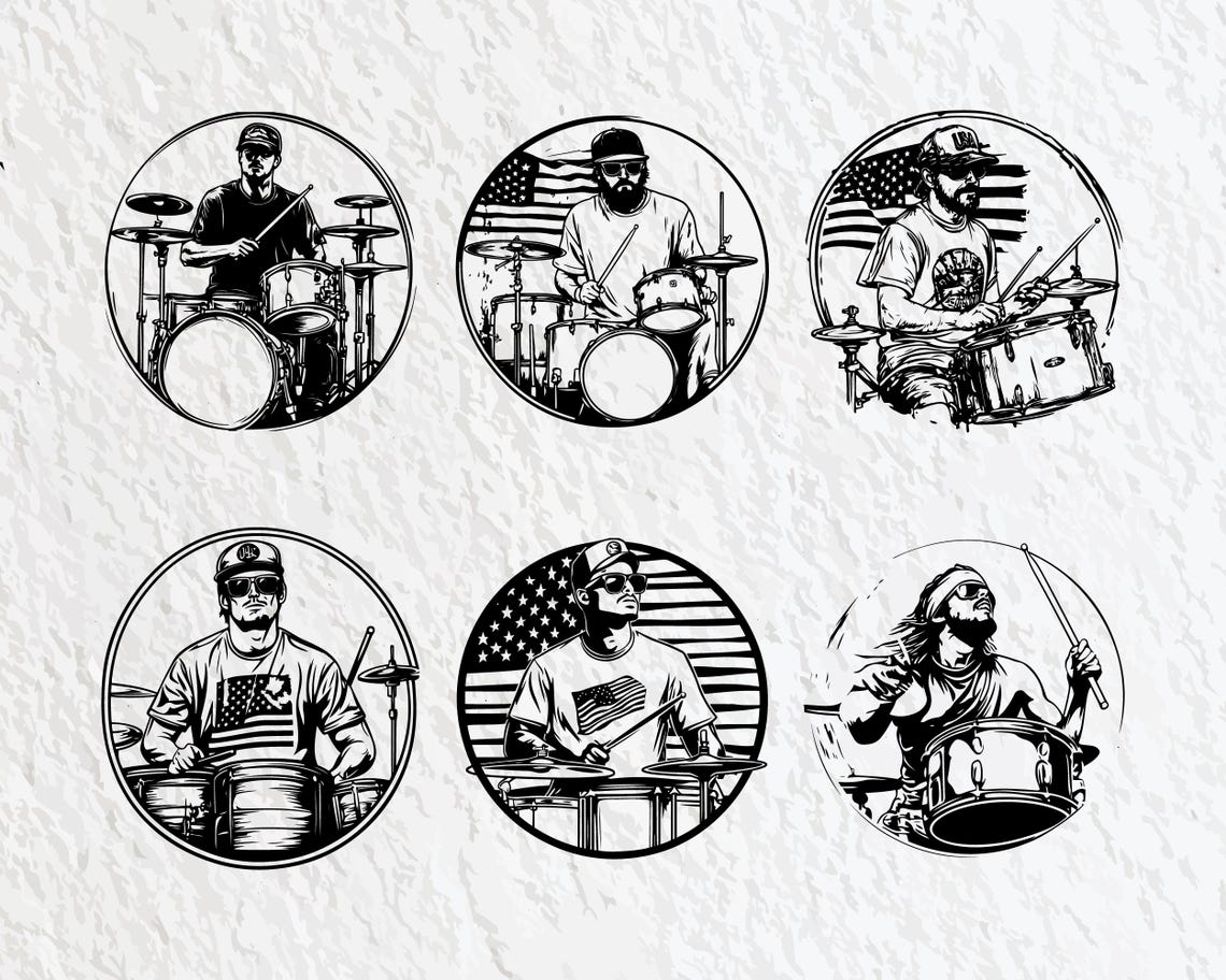 Drummer Svg Bundle, Drummer Silhouette, Drummer Clipart Png, Drummer ...