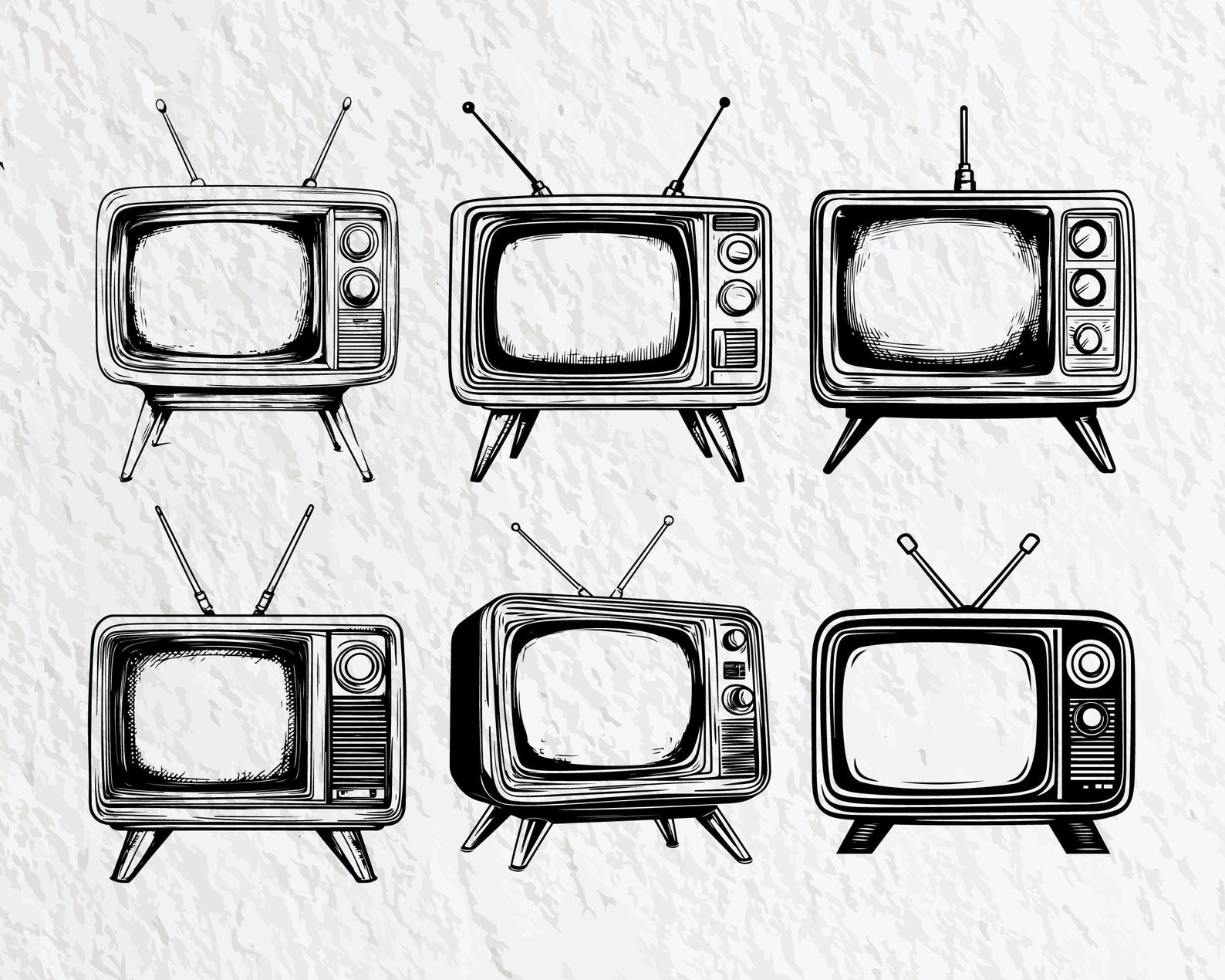 Retro Tv Svg Bundle, Retro Tv Silhouette, Retro Tv Clipart Png, Retro ...