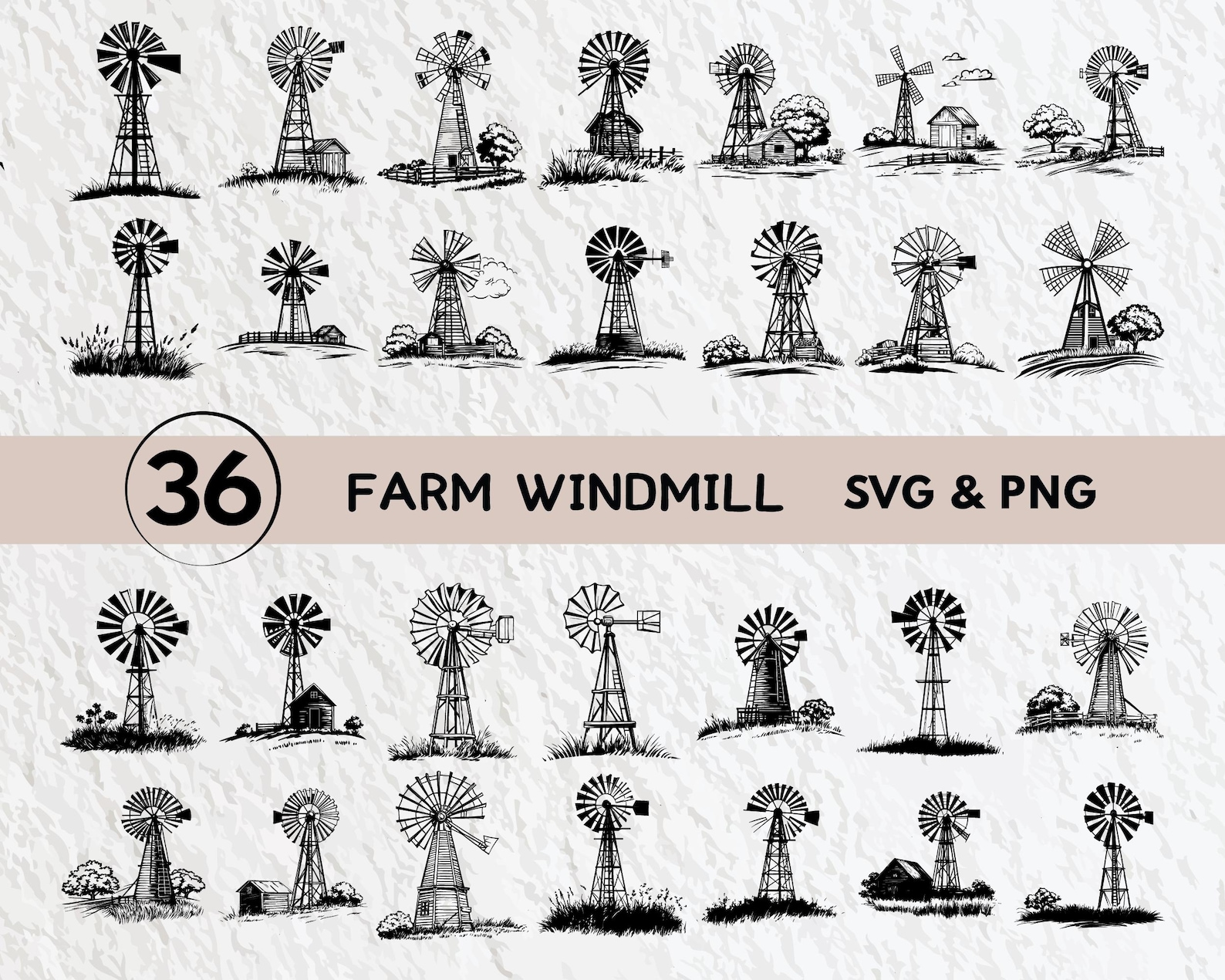 Farm Windmill Svg Bundle, Farm Windmill Silhouette, Farm Windmill ...