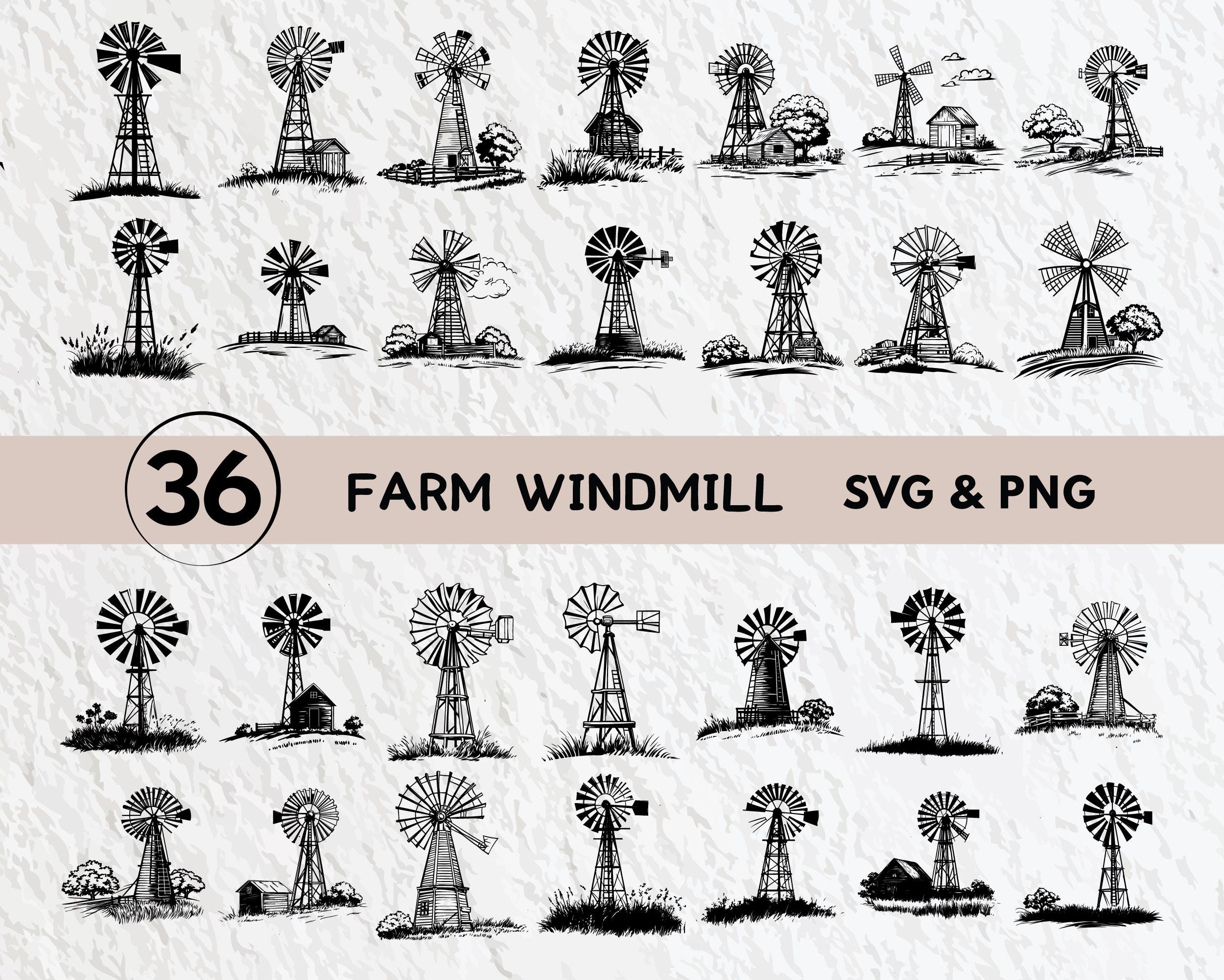 Farm Windmill Svg Bundle, Farm Windmill Silhouette, Farm Windmill ...