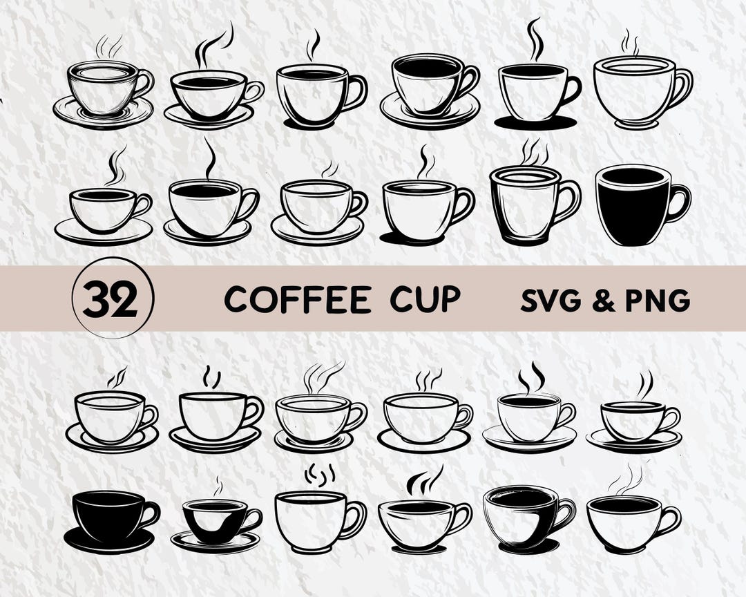 Coffee Cup SVG Bundle: Latte, Outline, Silhouette (PNG, Cricut) - Etsy