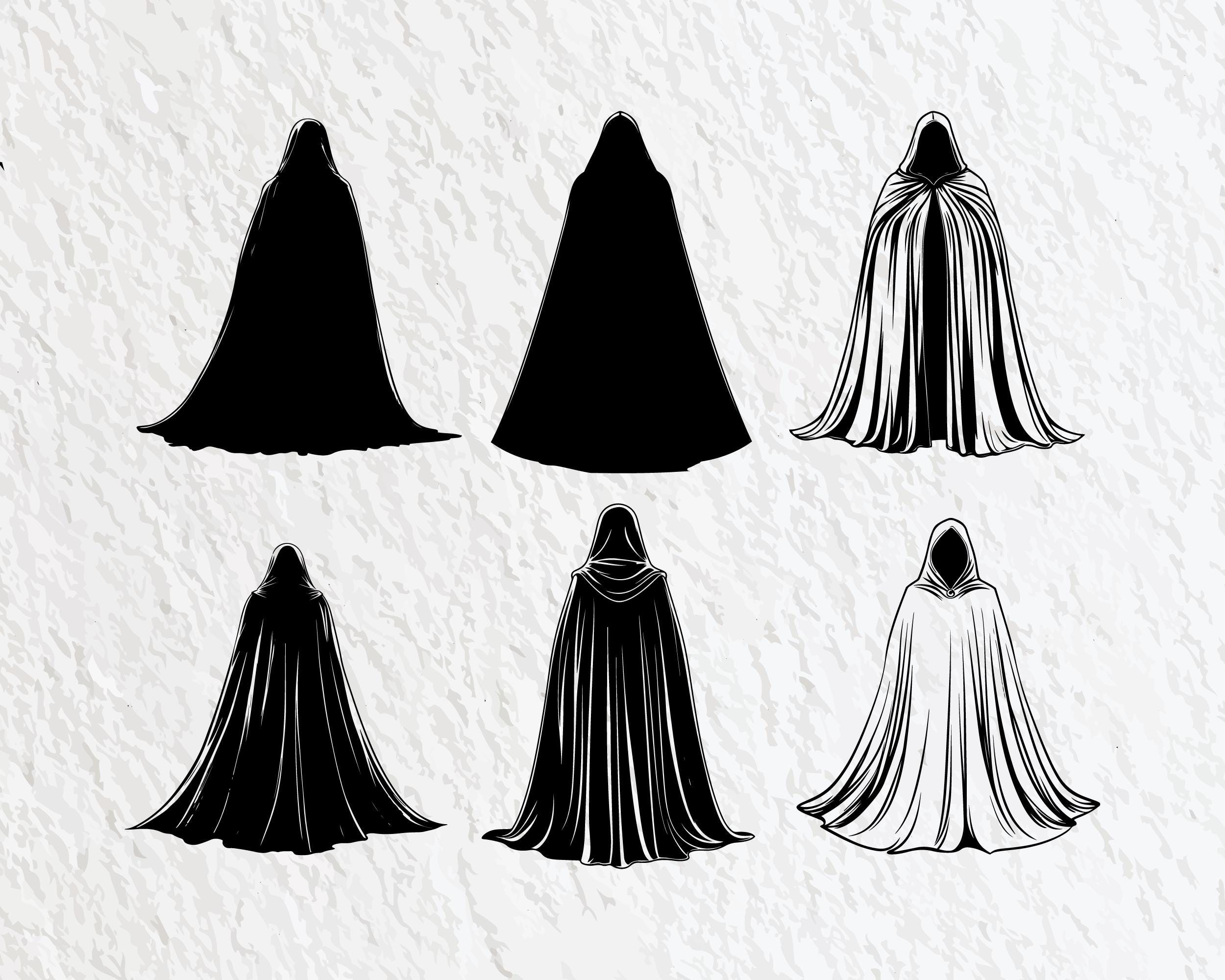 Cloak Svg Bundle, Cloak Silhouette, Cloak Clipart Png, Cloak Outline ...